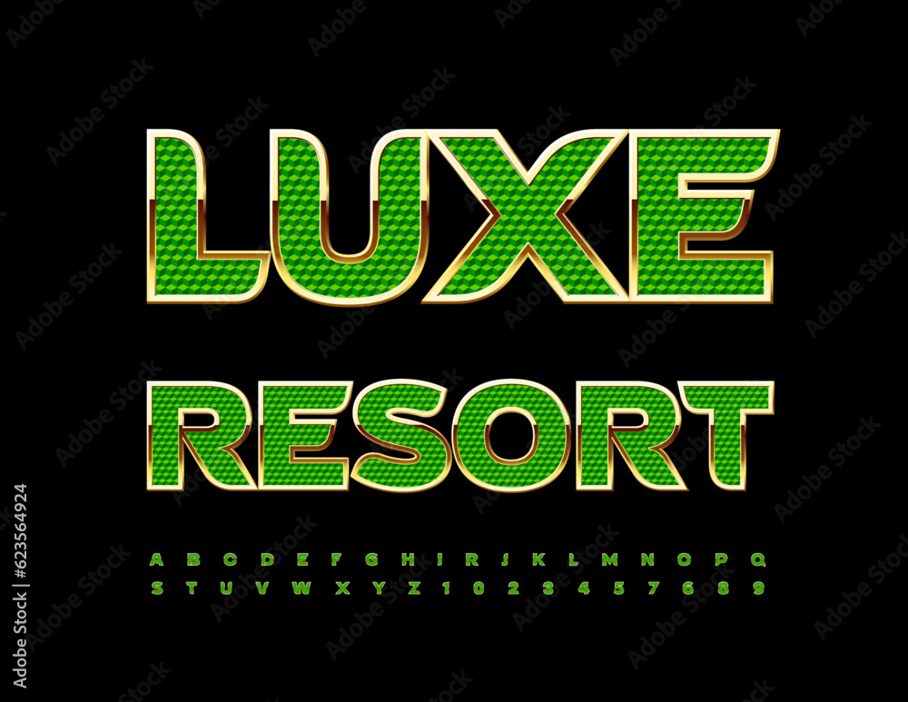 Vector premium logo Luxe Resort. Gold and Green creative Font. Elite ...