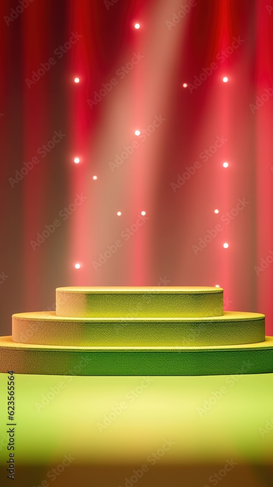 Stage with carpet and spotlight. Stage podium with lighting Stage ...