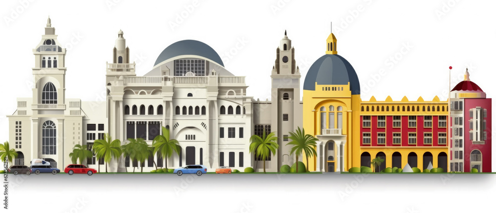 Angola Famous Landmarks Skyline Silhouette Style, Colorful, Cityscape ...