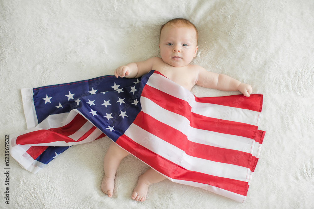 Proud American Baby boy Celebrating July Fourth. Cute,Portrait of ...