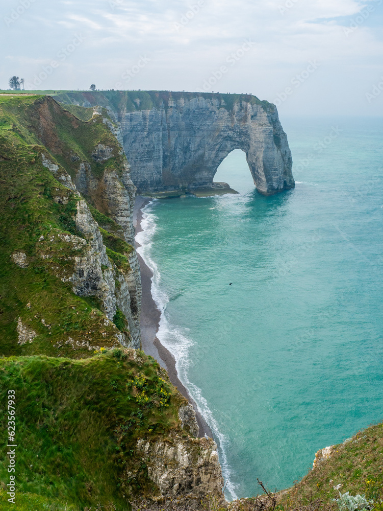 White cliffs of Etretat, Normandy, France, with stunning view of the ...