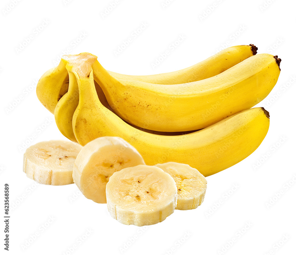 Poster composição de penca de banana madura acompanhado de fatia de ...