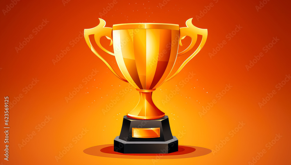 Gold trophy template in the style of graphic design poster, winner cup ...