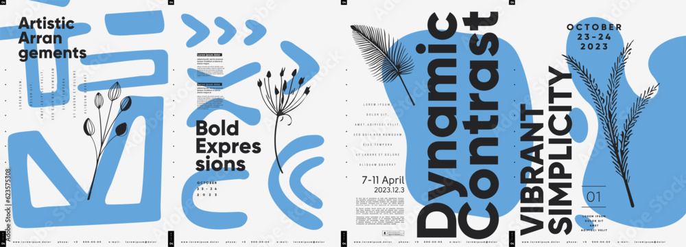 Typographic design and minimalistic background elements. A set of ...