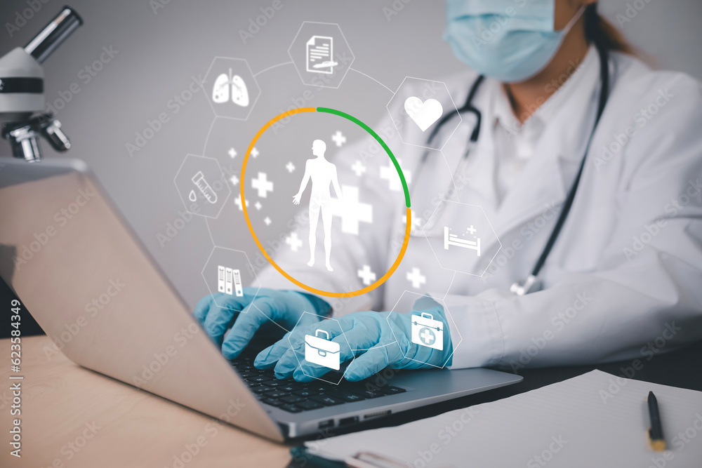 Medical doctor and medical technology and futuristic concept, Doctor ...