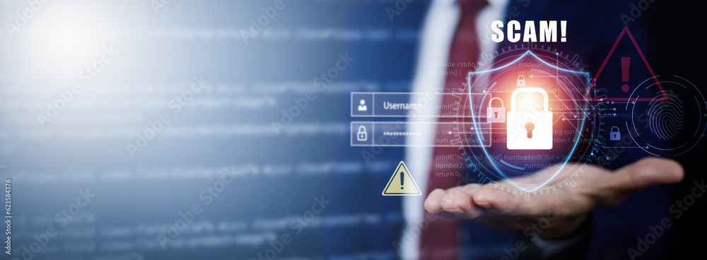 Foto de Security with digital technology and safety protection concept ...