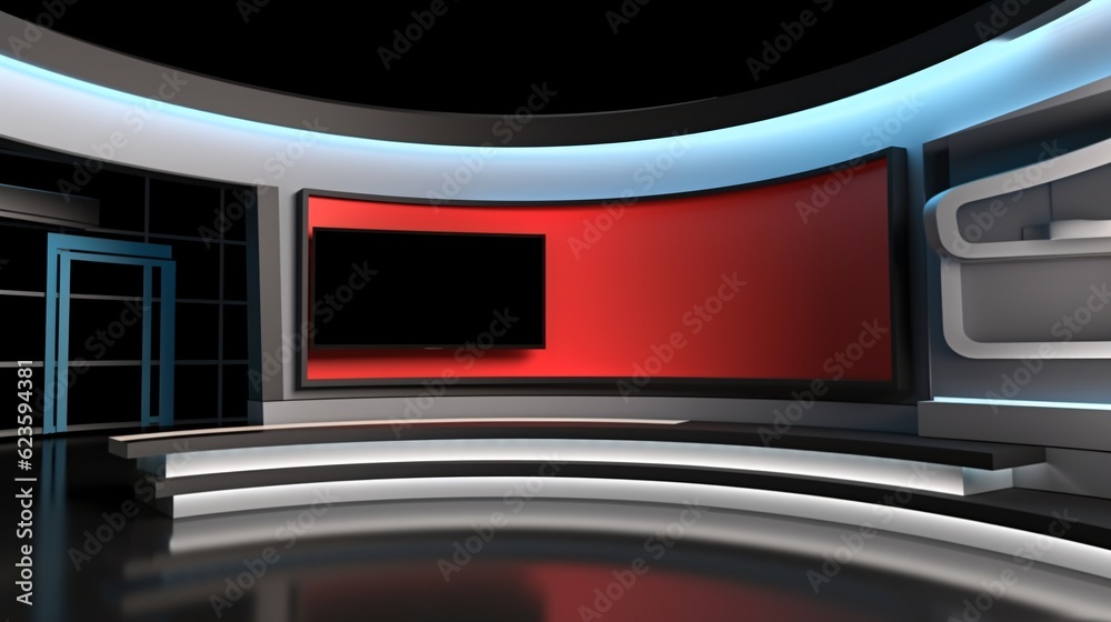 Tv Studio. Red studio. Backdrop for TV shows .TV on wall. News studio ...