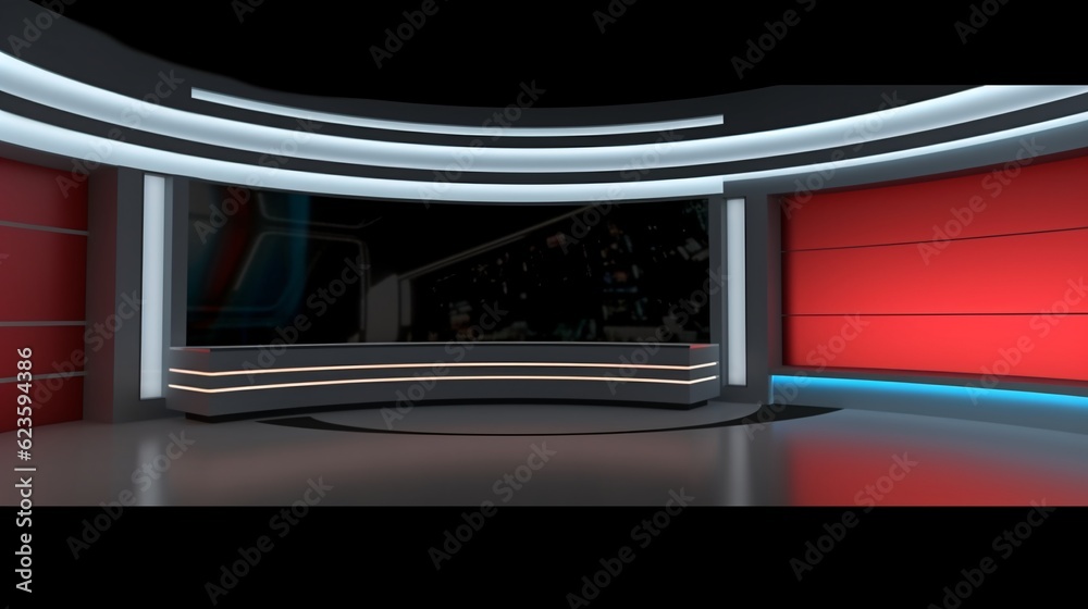 Tv Studio. Red studio. Backdrop for TV shows .TV on wall. News studio ...