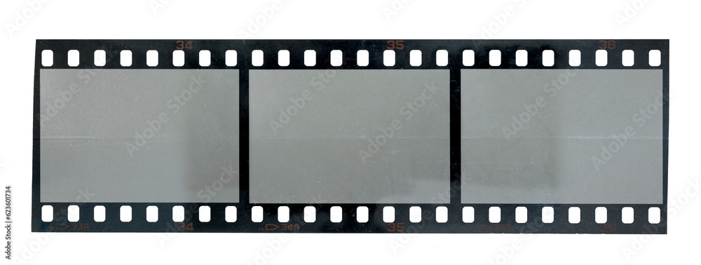 long 35mm filmstrip with empty frames isolated, drag and drop your ...