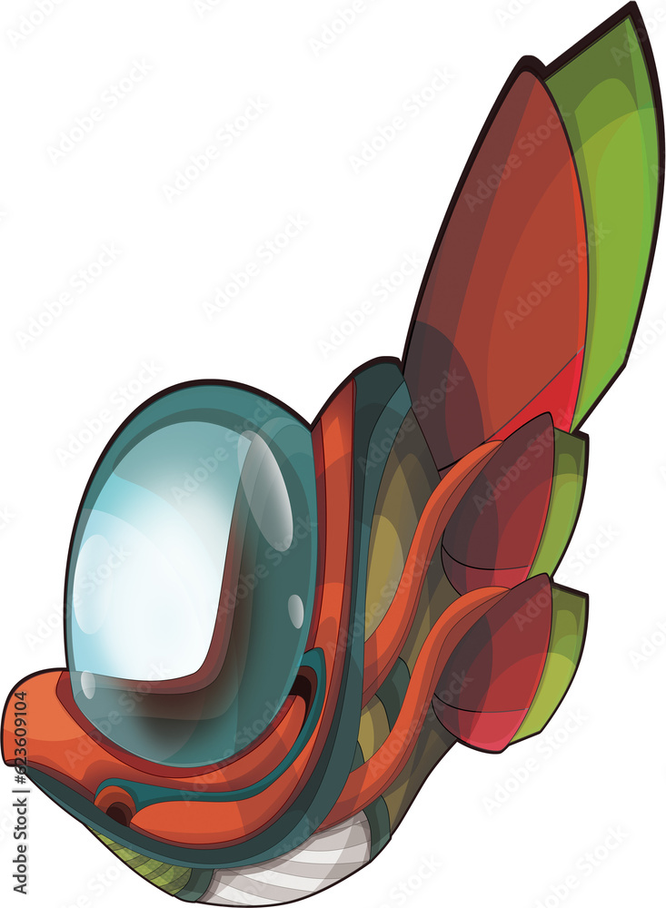 Cartoon alien creature on a ufo space ship or star ship transportation ...