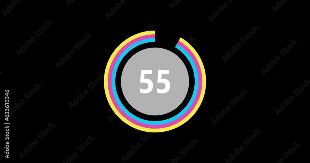 Countdown Timer From 60 To 0 Seconds Realtime Modern Flat Design Of