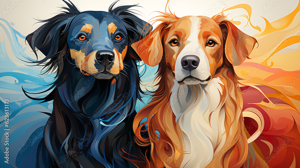 Abstract Animalia: A Vibrant Mosaic of Dogs, Cats, and Exotic Creatures ...