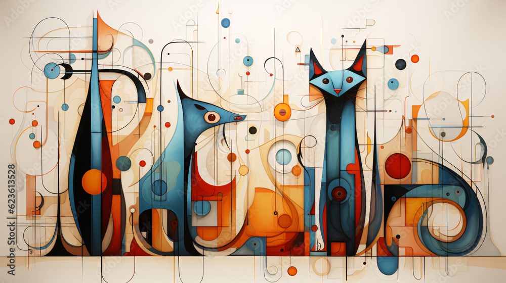 Abstract Animalia: A Vibrant Mosaic of Dogs, Cats, and Exotic Creatures ...
