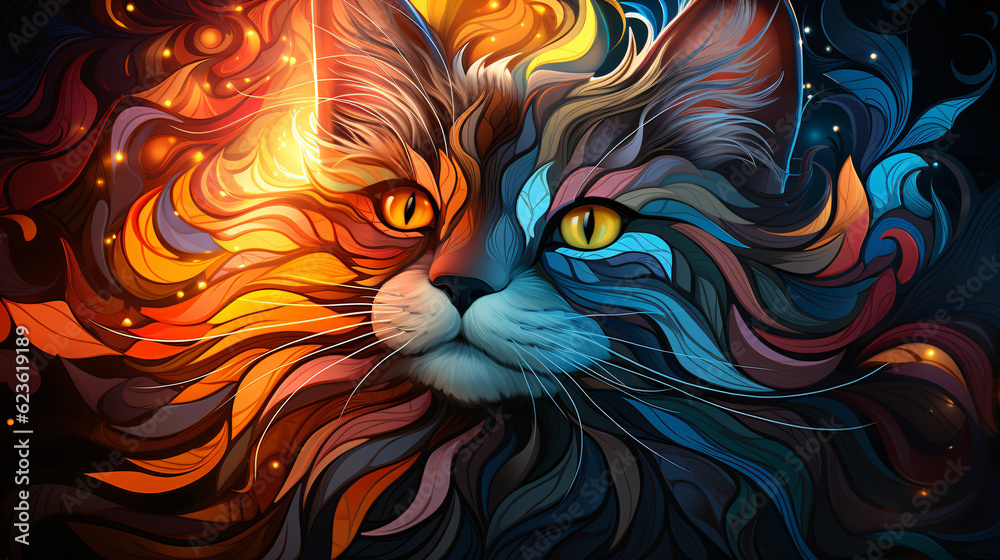 Abstract Animalia: A Vibrant Mosaic of Dogs, Cats, and Exotic Creatures ...