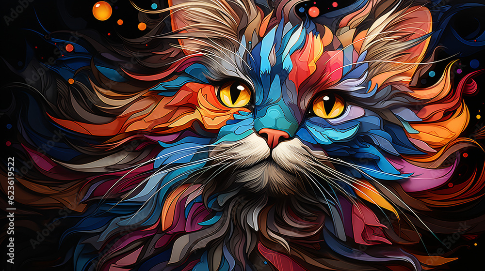 Abstract Animalia: A Vibrant Mosaic of Dogs, Cats, and Exotic Creatures ...