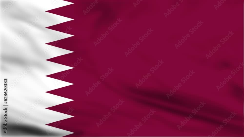 Qatar flag. Motion Loop video waving in wind. Qatar Doha Flag ...