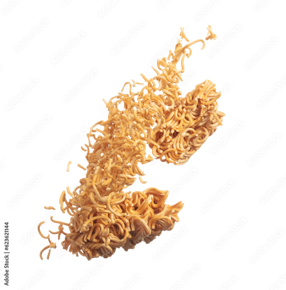 Instant Noodle fly explosion, yellow instant noodle float explode ...