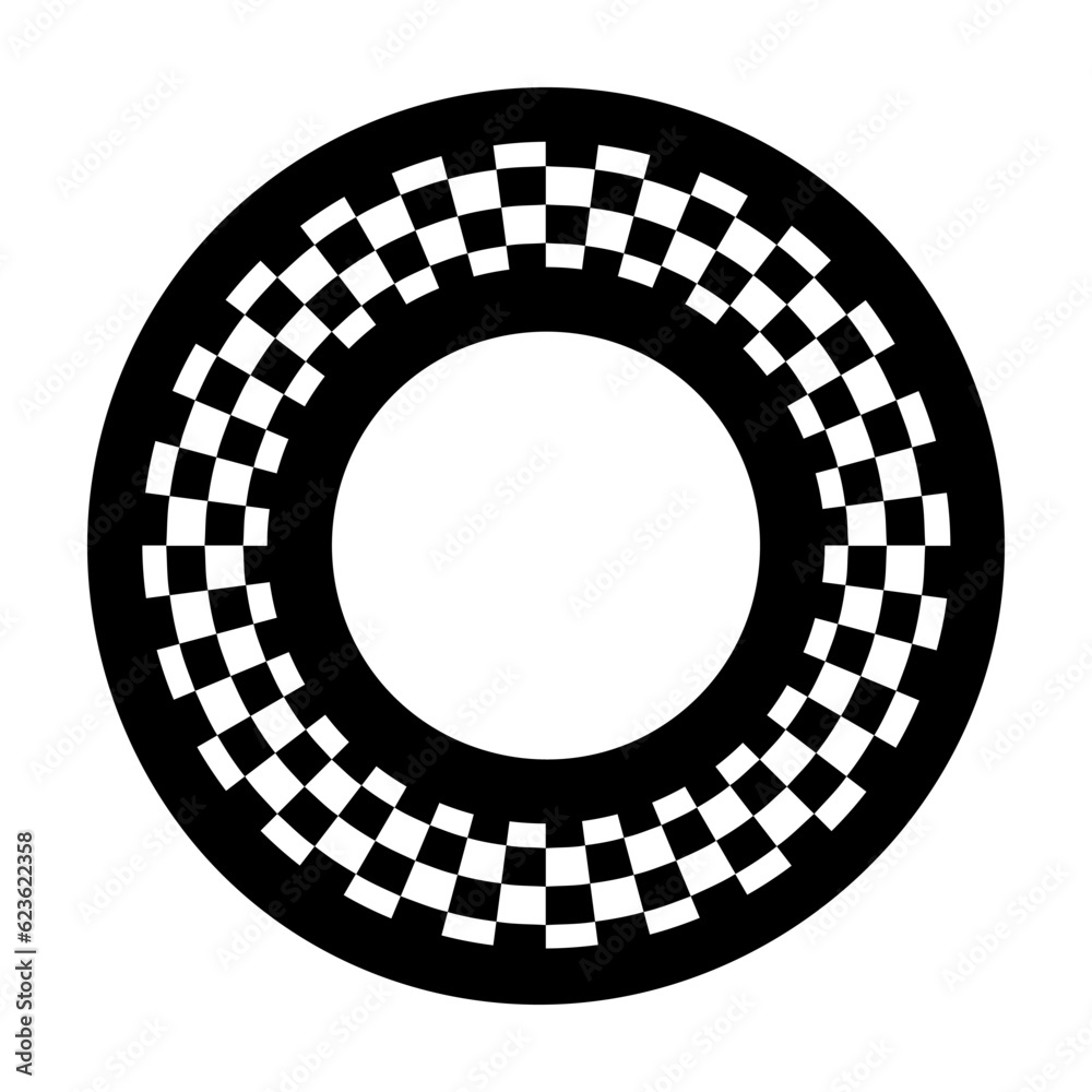 Circle checkerboard frame, spiral design border pattern, EPS has 2 ...