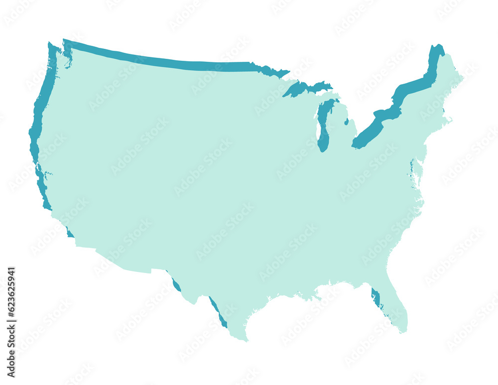 USA map, United States of America map 3d color map. Stock Illustration ...