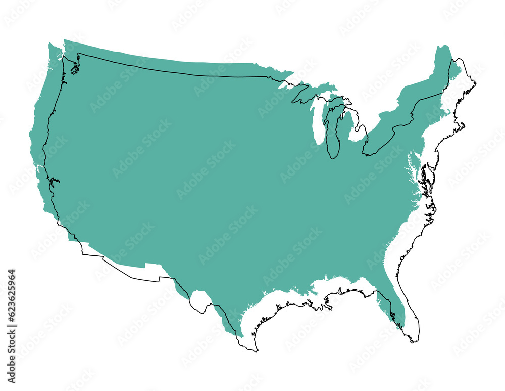USA map, United States of America map 3d color map. Stock Illustration ...