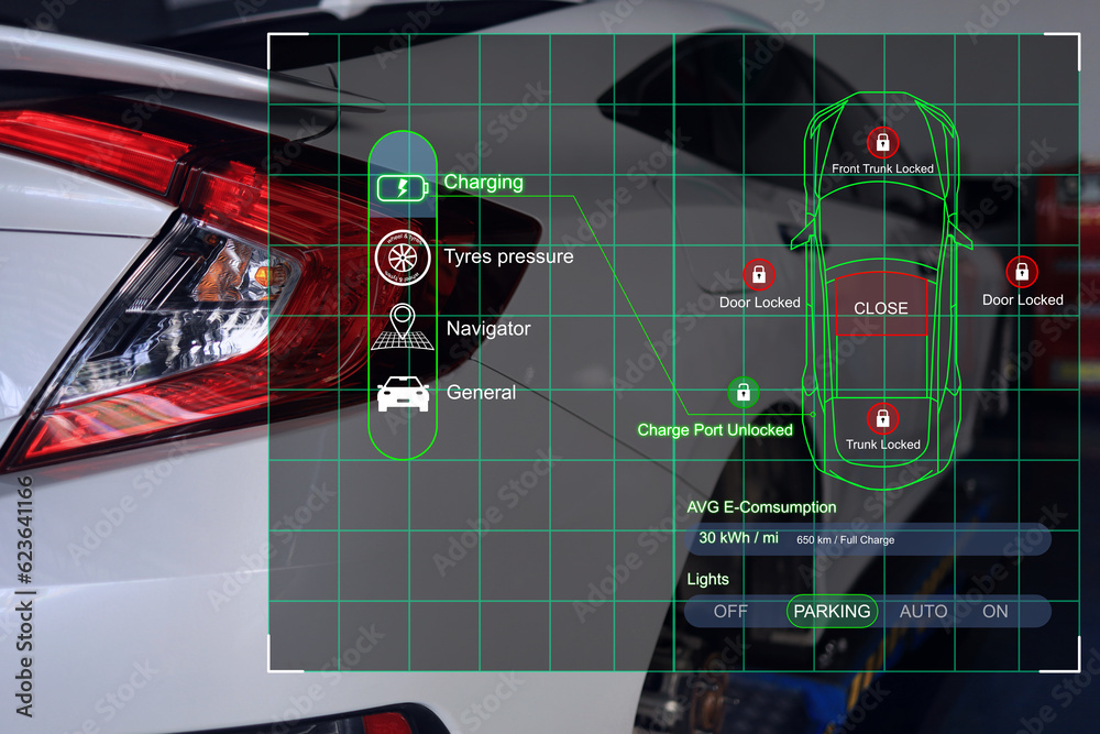 Virtual screen graphics show when doing vehicle maintenance such as ...