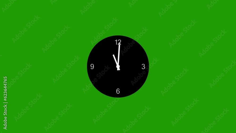 Clock black screen digital clock and analog circle moving in 24 hour ...