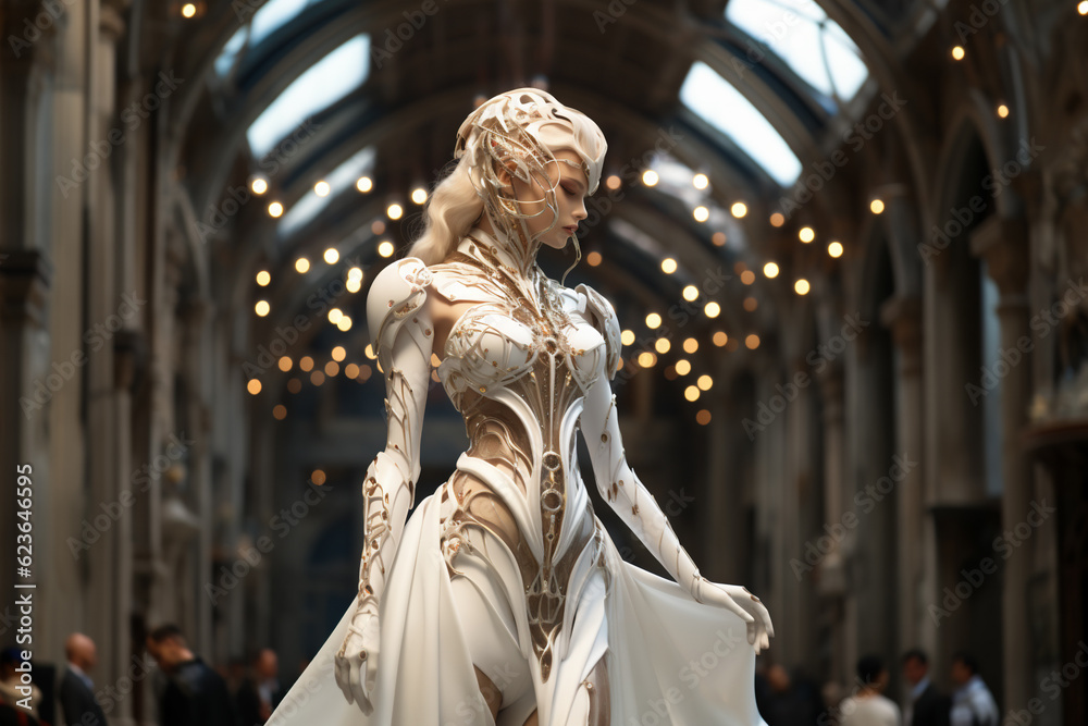 Beautiful model, white marble body and marble grey hear greek statue ...