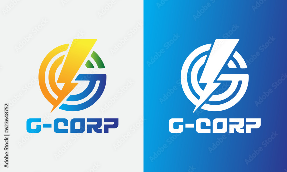 Letter g and thunder logo, Letter G lightning logo icon design template ...