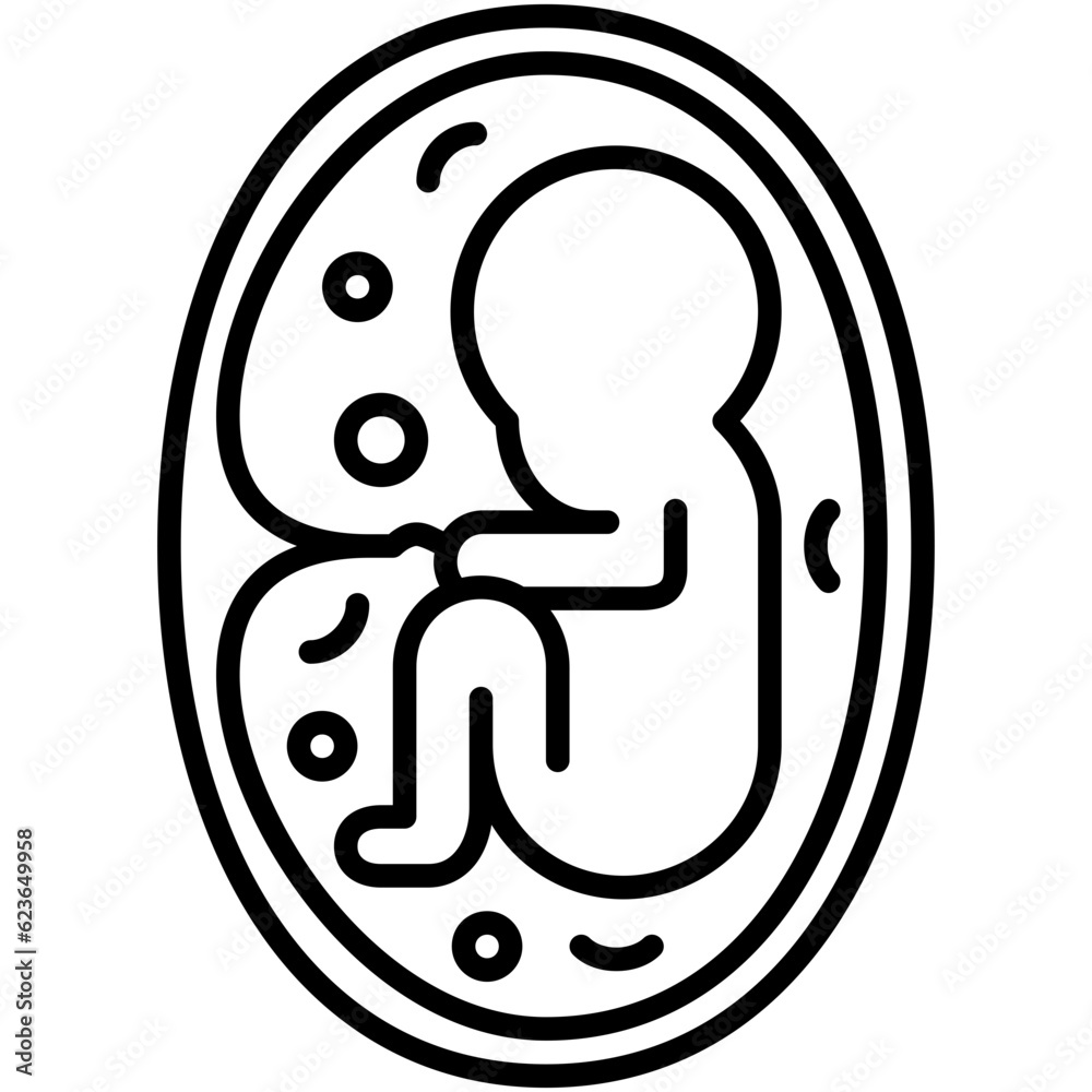 Fetus Icon. Baby Womb Embryo Symbol Stock Illustration. Vector Line ...