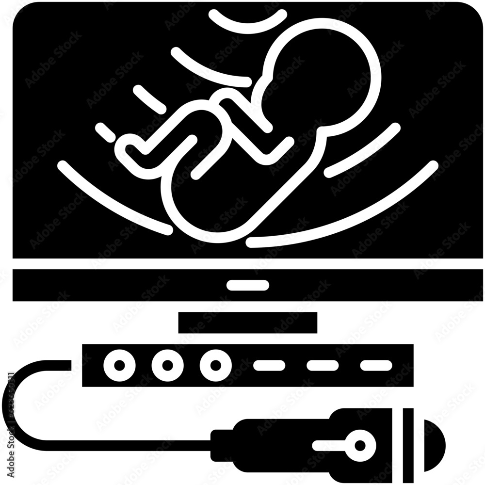 Vetor de Ultrasound Icon. Sonography Medical Device Symbol Stock ...