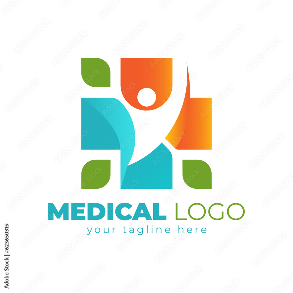 people Health Care Logo, Medical clinic Emblem, cross plus medical logo ...