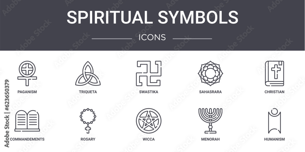 spiritual symbols concept line icons set. contains icons usable for web ...