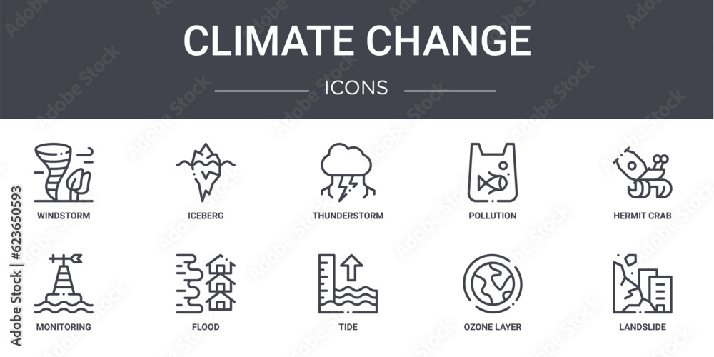 climate change concept line icons set. contains icons usable for web ...