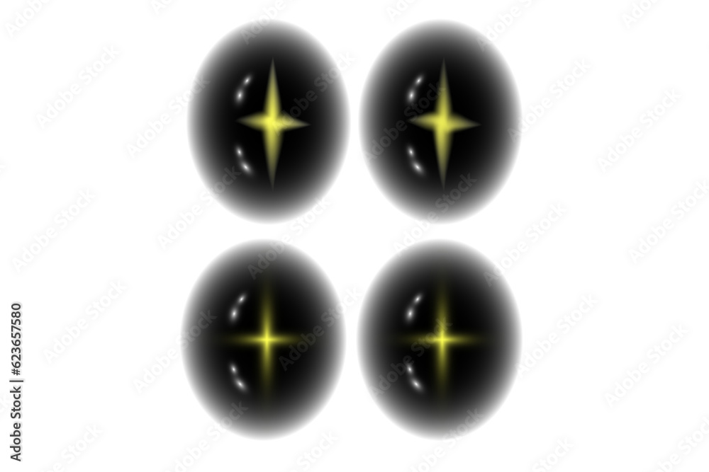 Set of two pairs of anime eyes. Star on transparent background ...