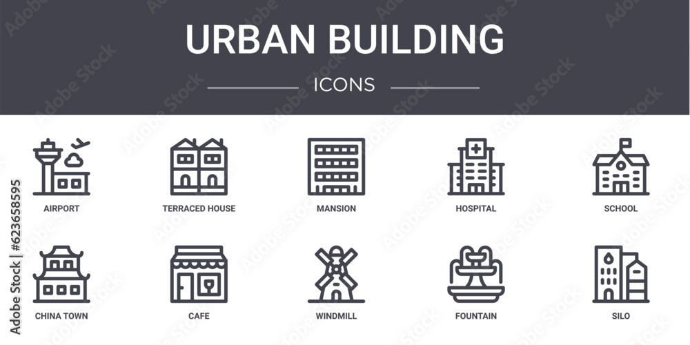 urban building concept line icons set. contains icons usable for web ...