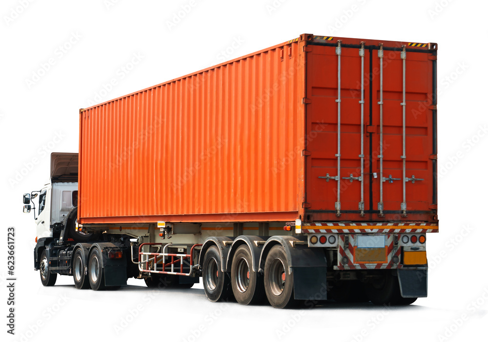 Semi Trailer Trucks Isolated on White Background. Shipping Cargo ...