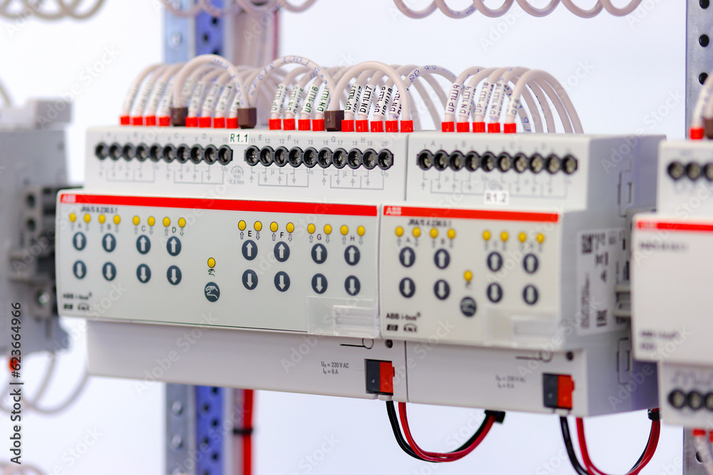 A relay module from ABB for controlling loads via the KNX data bus in ...