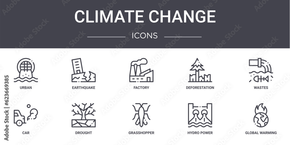 climate change concept line icons set. contains icons usable for web ...