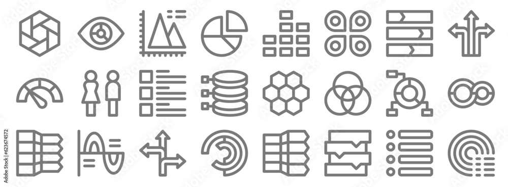 Vetor de infographic elements line icons. linear set. quality vector line set such as sweep ...