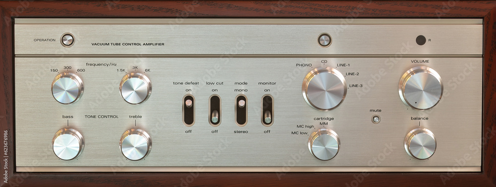 Hi-Fi Stereo Vacuum Tube Amplifier Control Panel Stock Photo | Adobe Stock