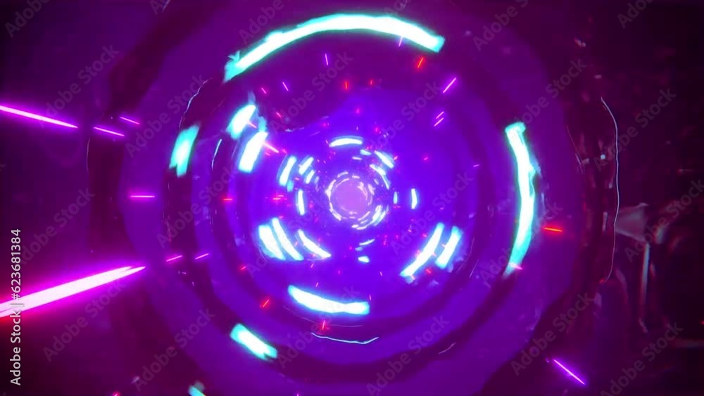 Stockvideon Flight in abstract sci-fi tunnel seamless loop. Futuristic VJ motion graphics for ...