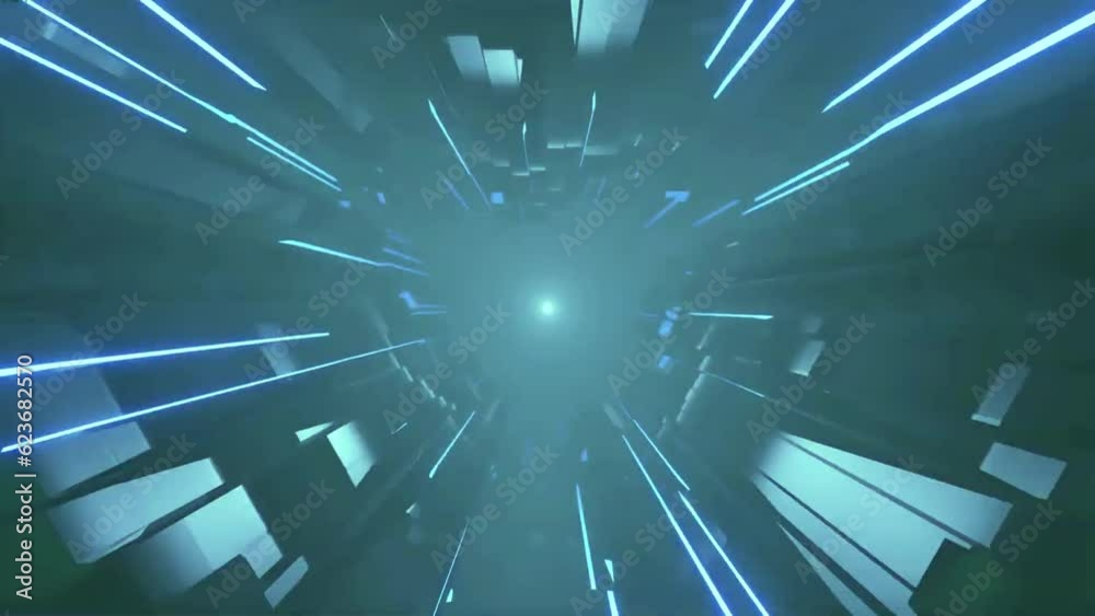 Flight in abstract sci-fi tunnel seamless loop. Futuristic VJ motion graphics for music video ...
