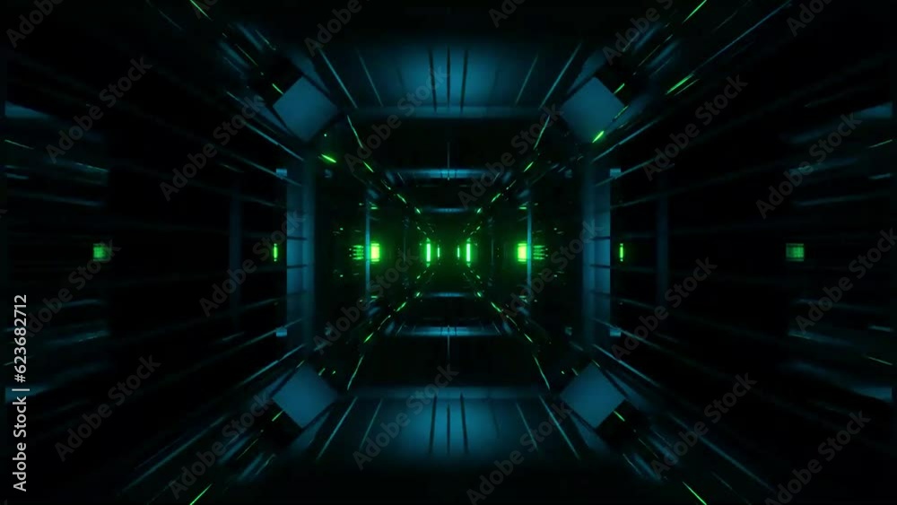 Flight in abstract sci-fi tunnel seamless loop. Futuristic VJ motion graphics for music video ...