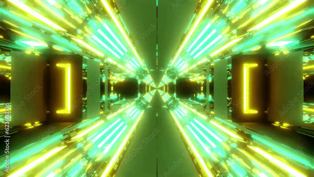 Flight in abstract sci-fi tunnel seamless loop. Futuristic VJ motion graphics for music video ...