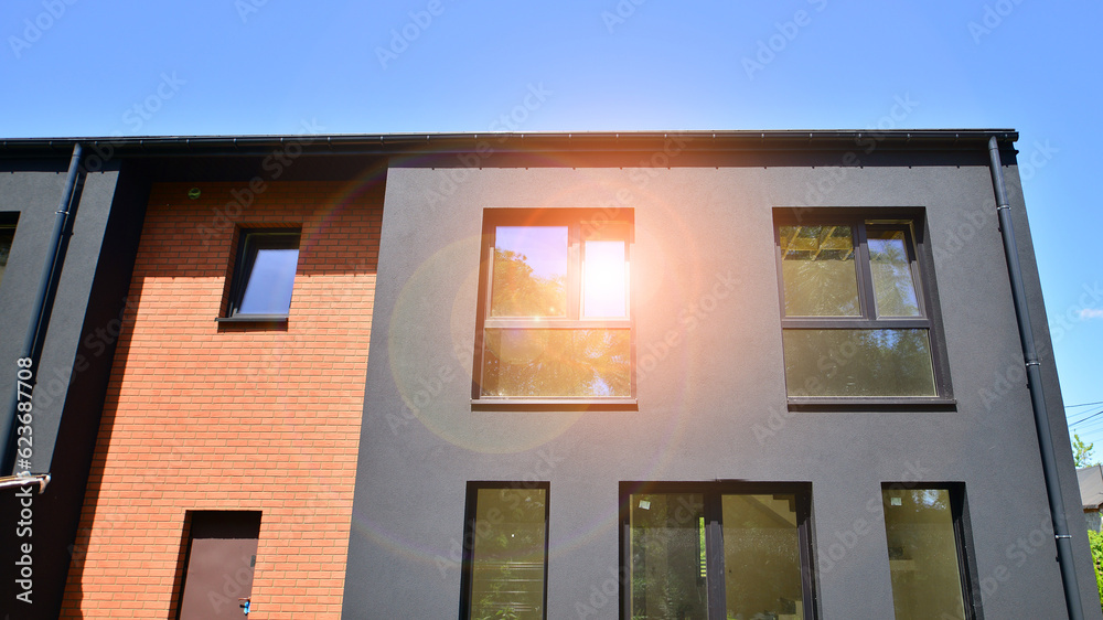 New single family houses in a new development area. Residential homes ...