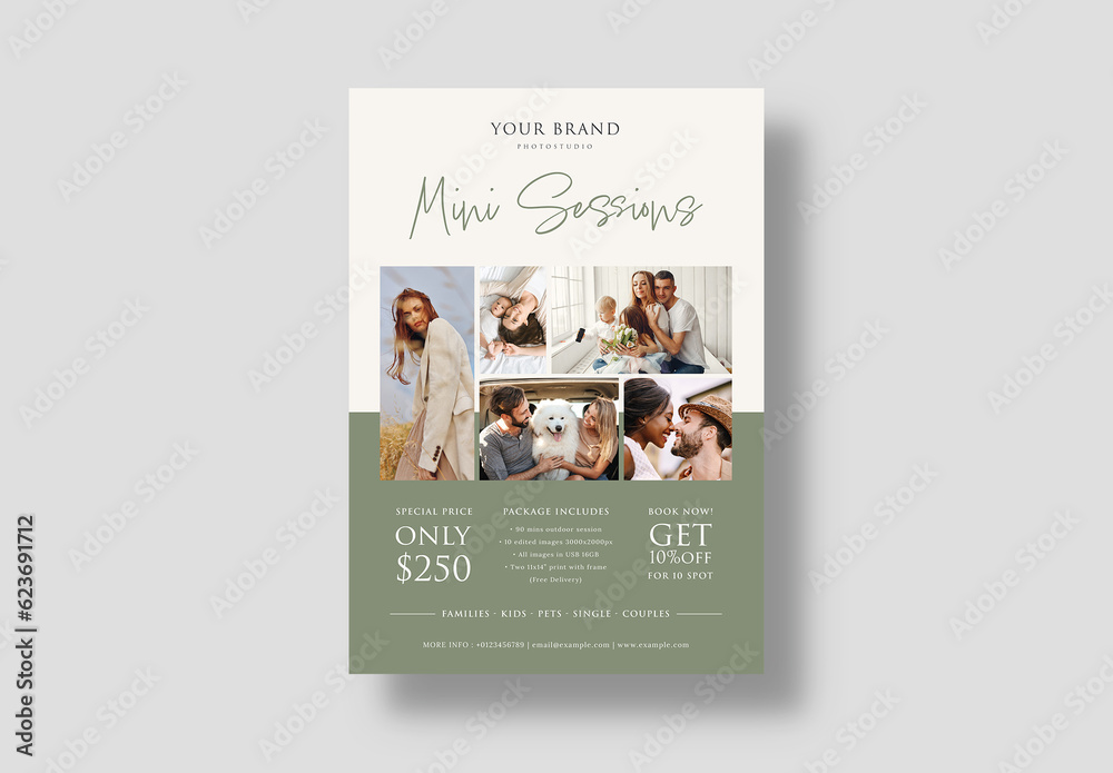 Photography Mini Sessions Flyer Poster Layout Stock Template | Adobe Stock