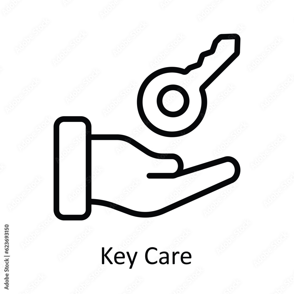 Key Care Vector outline Icon Design illustration. Cyber security Symbol ...