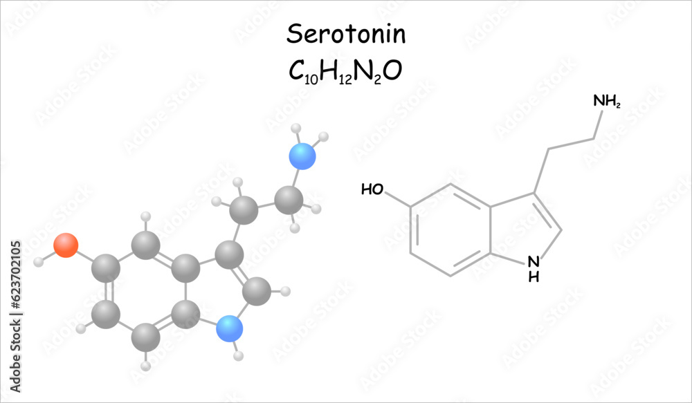 Stylized molecule model/structural formula of the neurotransmitter ...