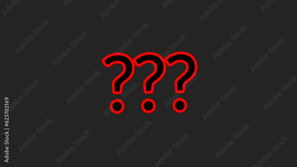 Simple animation of three question marks. Over black background Stock ...