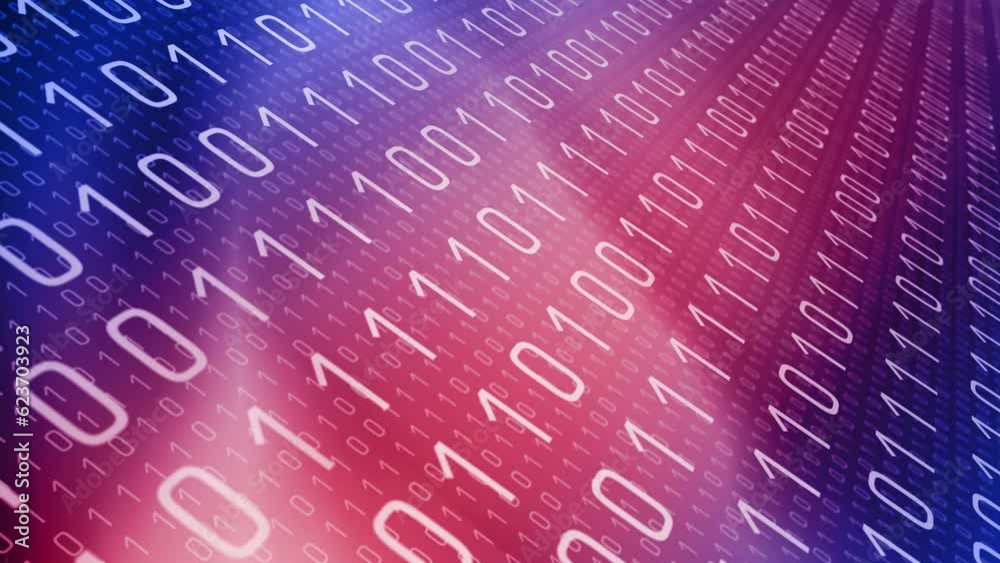 Streaming binary code 4k motion background for digital design. Encryption and decryption binary ...